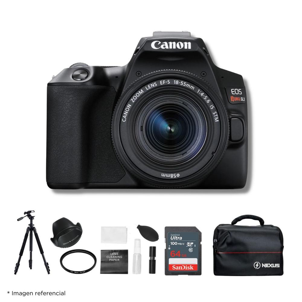 Cámara Canon EOS SL3 + Lente EF-S 18-55MM IS STM + Kit Ultimate (N ...