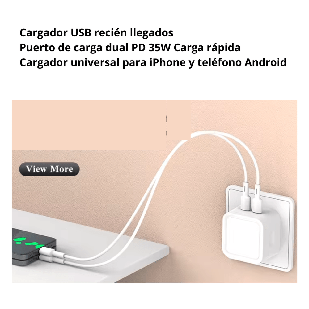 Cargador Adaptador 35W Dual Tipo C y Cable USB Tipo C a Lightning - Oechsle