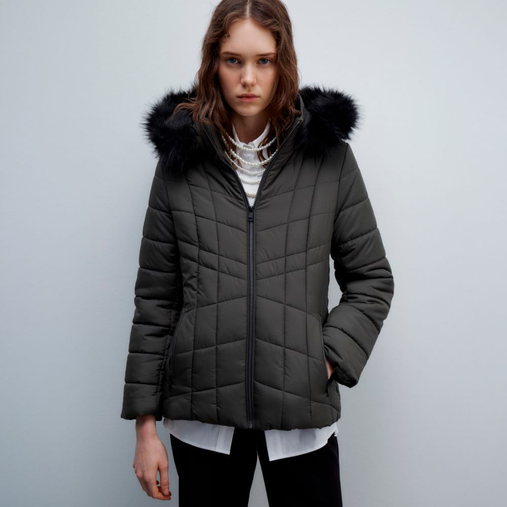 Casaca Corta Pelo Sfera Mujer Kaki | Oechsle.pe - Oechsle