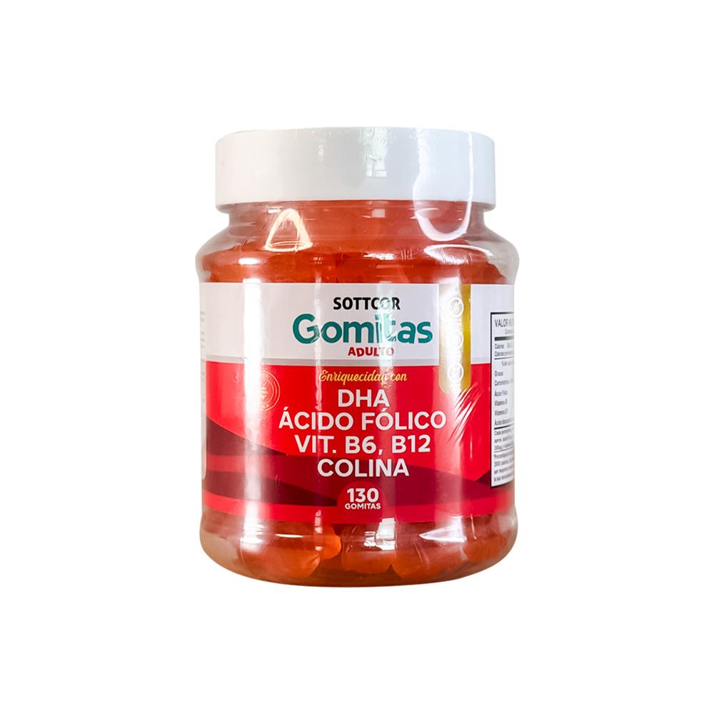 Gomitas con DHA Acido FolicoVit. B6. B12 Colina Sottcor 130 Gomitas ...