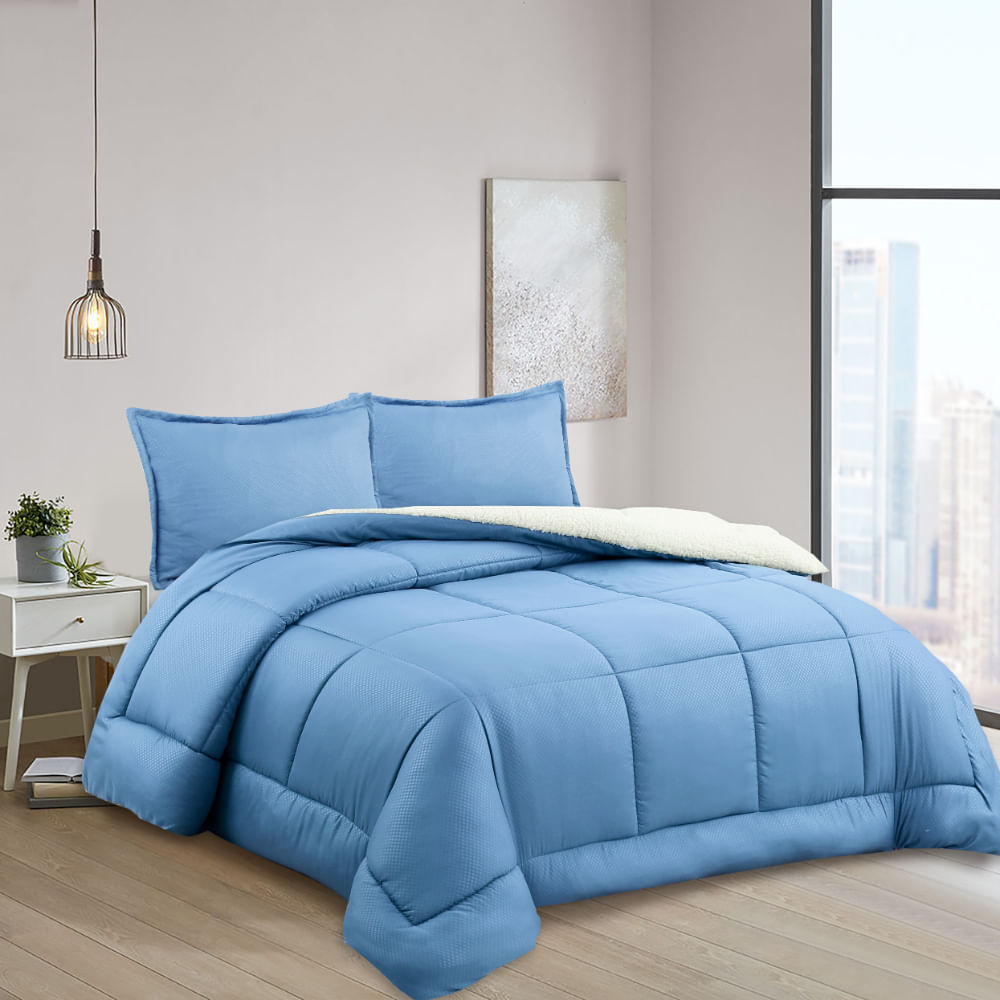Edredón OI25 Embossed Sherpa Azul 2 Plazas | Oechsle - Oechsle