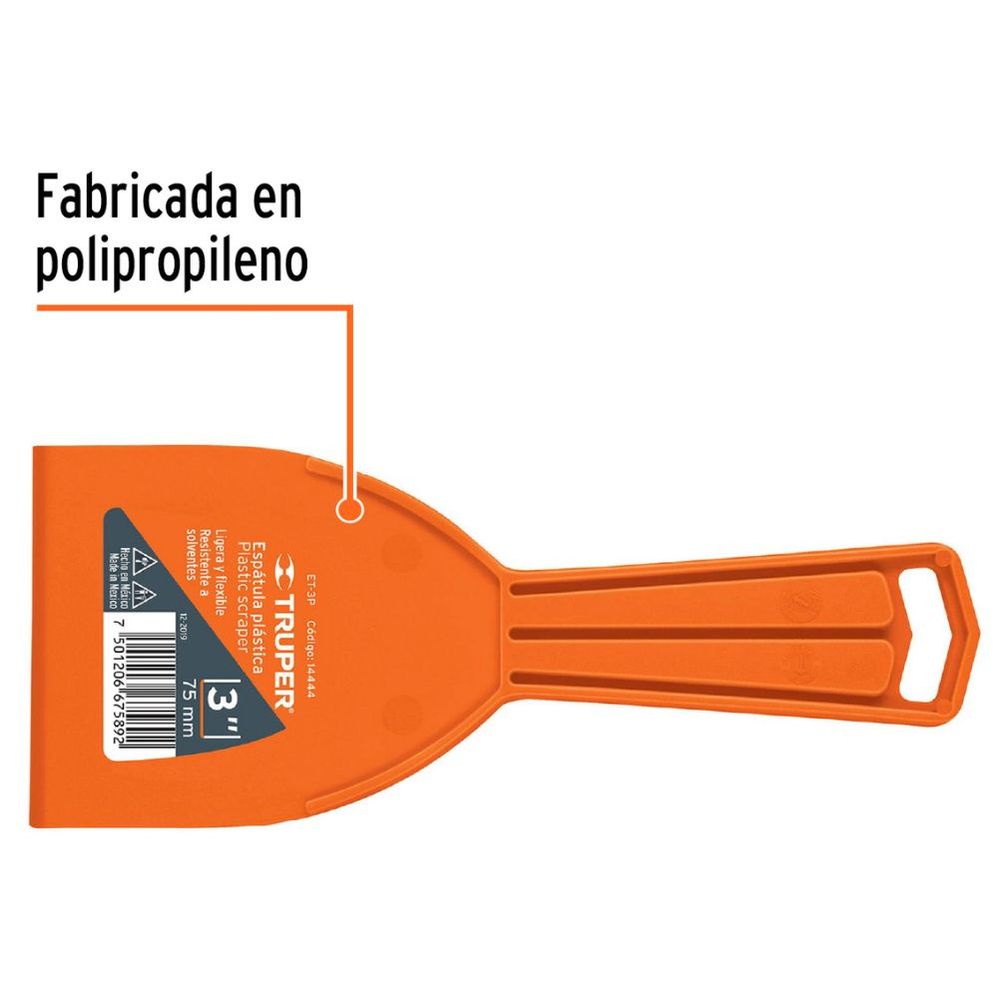 Espátula para estucado de pvc 3 pulgadas Truper - Oechsle