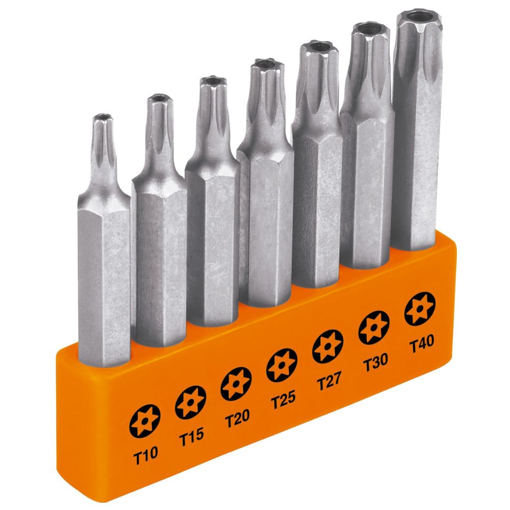 Juego de 7 puntas torx combinadas c/seguro largo 2", Truper - Oechsle