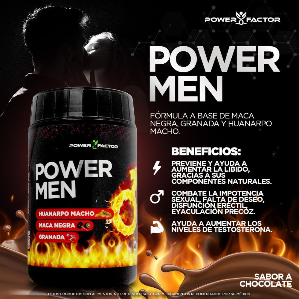 SUPLEMENTO POWER FACTOR POWER MEN FRASCO 350 G HUANARPO MACHO, MACA NEGRA Y GRANADA - Oechsle
