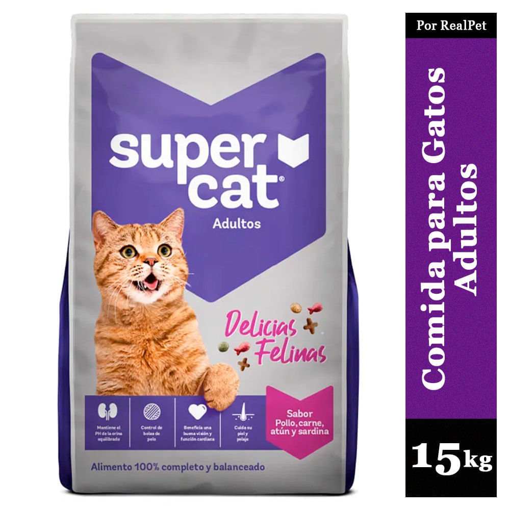 Comida para Gatos Supercat Pollo Carne Atún Sardina 15 kg - Oechsle