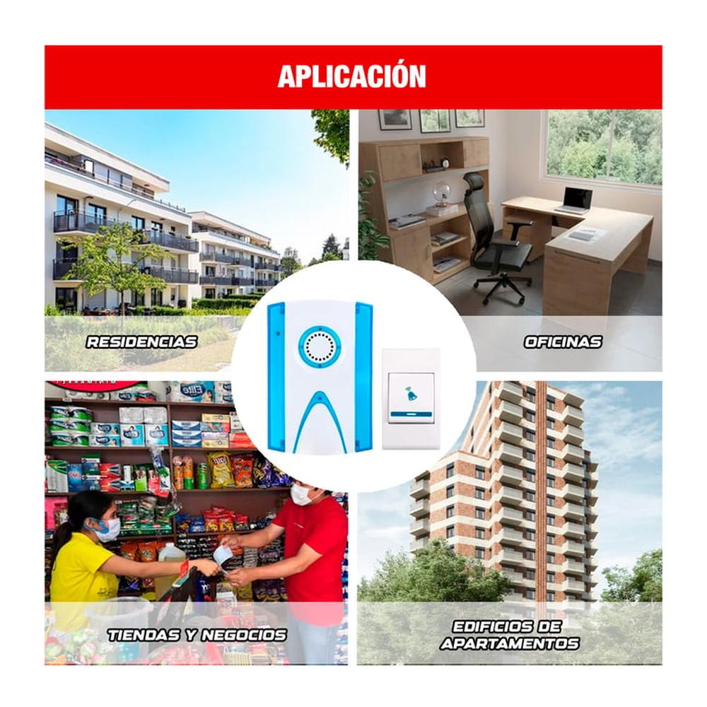 Timbre Inalámbrico 15 Metros Casa Puerta Melodías Variables Moderno ...
