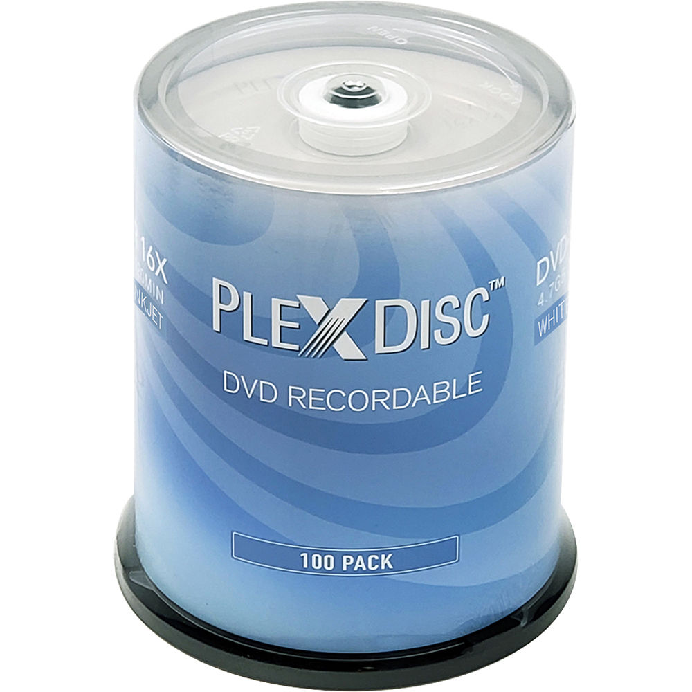 PlexDisc DVD-R 4.7GB 16x Discos Grabables Blancos para Impresión (Paquete de 100) - Capacidad de ...