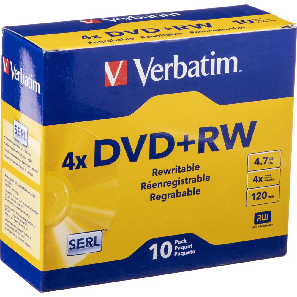 Verbatim DVD+RW 4.7GB, 4x, Disco Grabable (Paquete de 10 en Estuche Jewel) - Oechsle