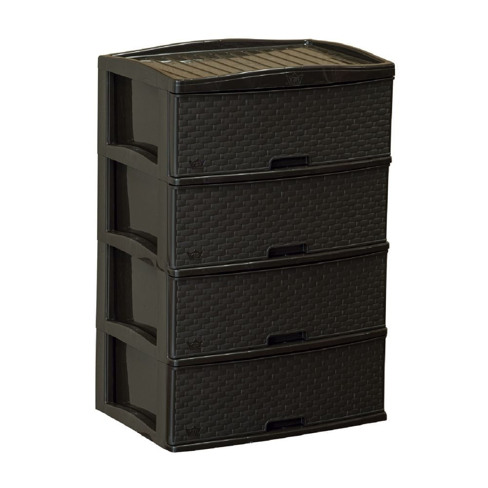 Cómoda Plástica Kusi Ratan 4 Pisos Marrón Moro - Oechsle