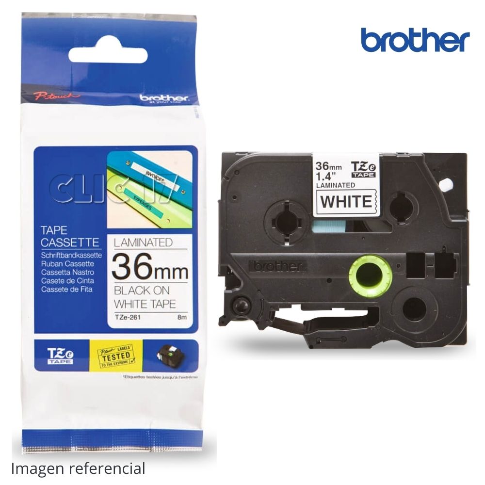 Cinta Brother TZE-261 Negro Sobre Blanco 1.5plg 36mm - Oechsle