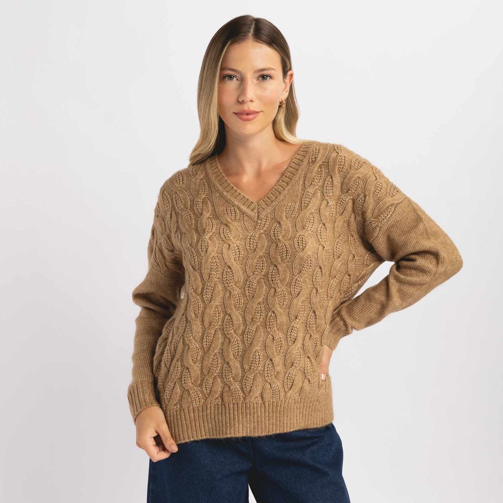 Chompa Mujer Trenza Manga Larga Malabar | Oechsle.pe - Oechsle