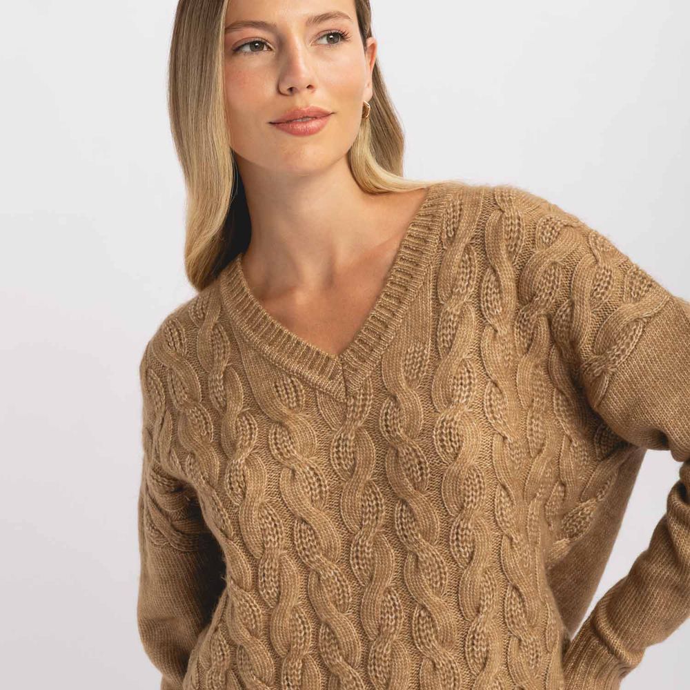 Chompa Mujer Trenza Manga Larga Malabar | Oechsle.pe - Oechsle