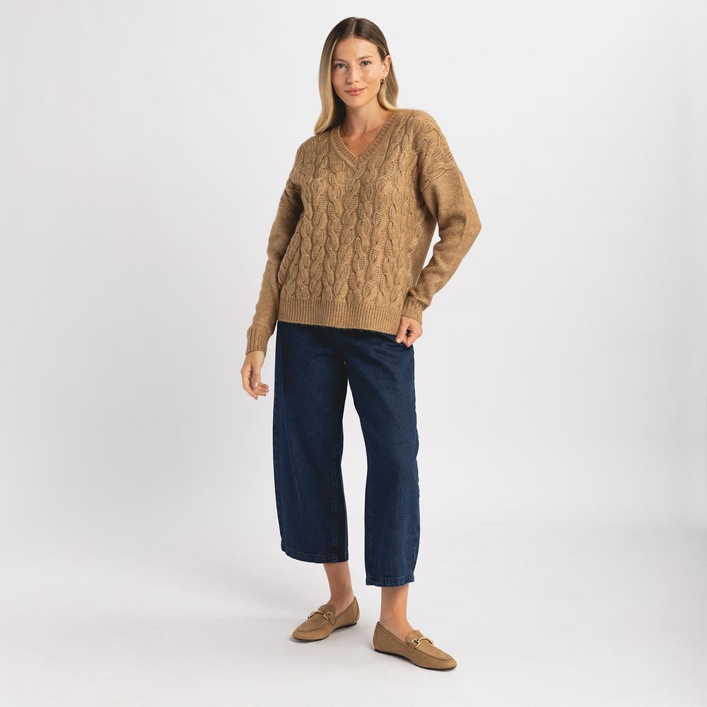 Chompa Mujer Trenza Manga Larga Malabar | Oechsle.pe - Oechsle