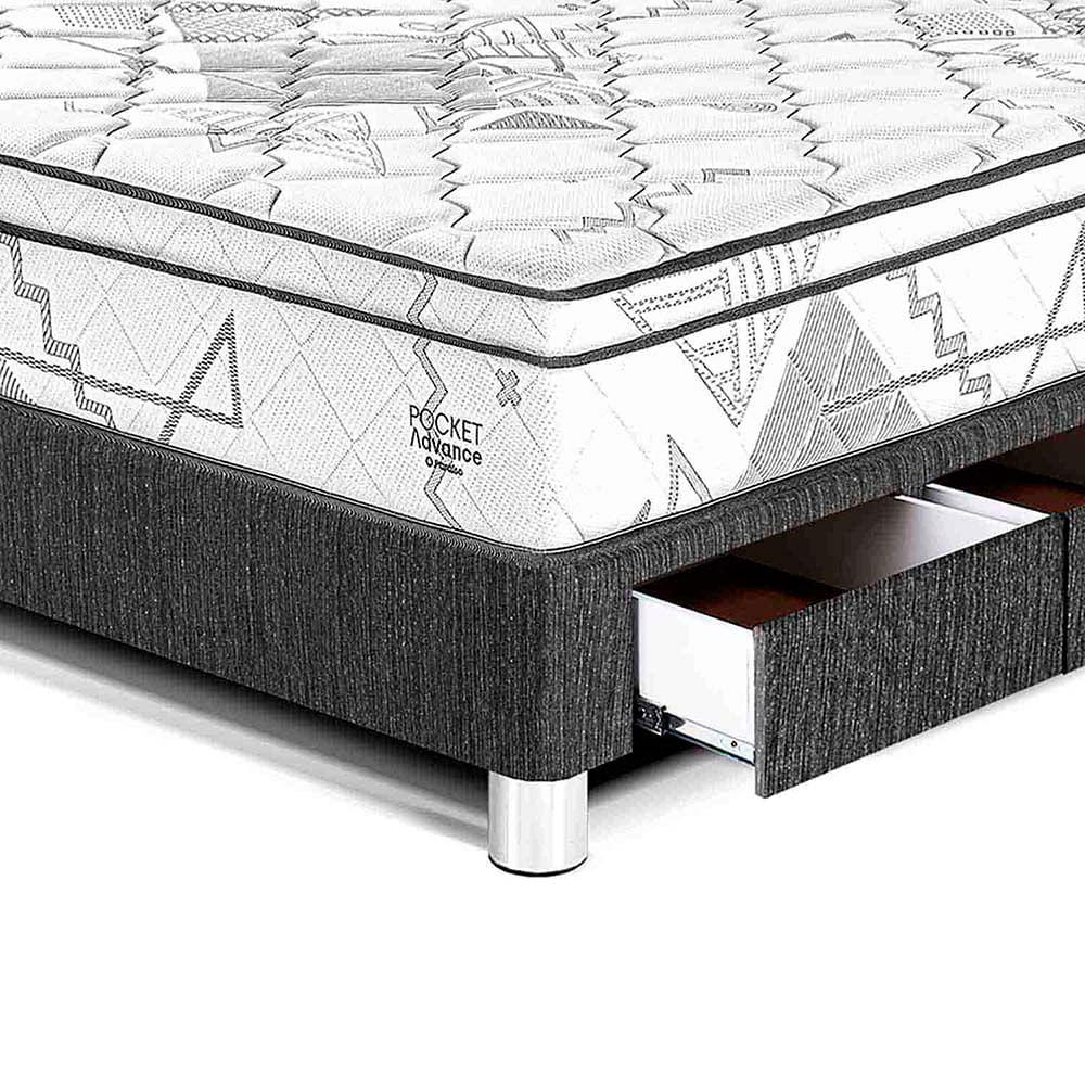 Cama Pocket Advance 1.5 Plz Con cajones - Charcoal | Oechsle - Oechsle