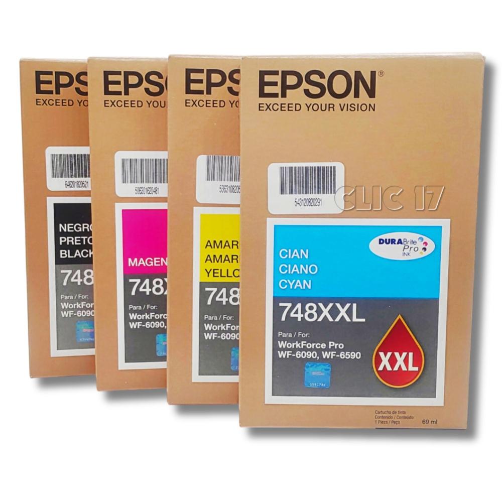 Kit Tinta Epson T748XXL Negro Cian Magenta Amarillo Original - Oechsle