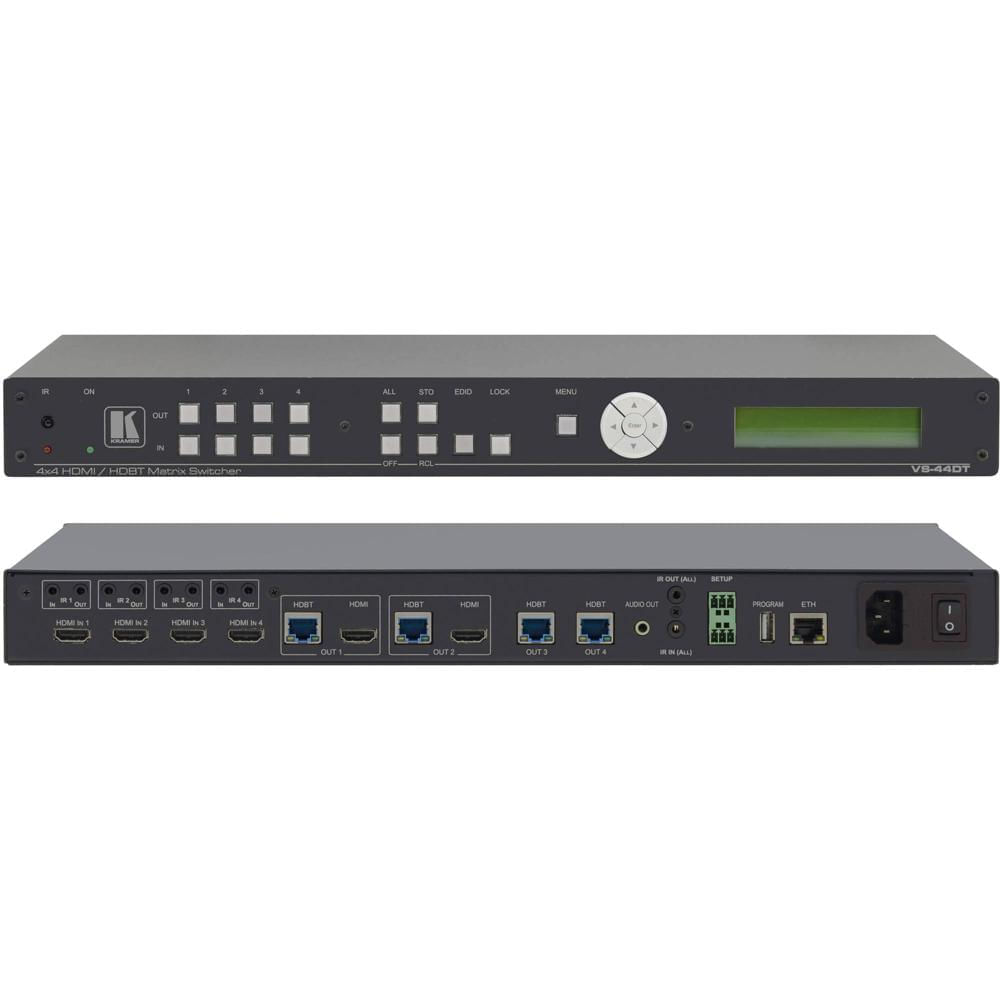 Kramer 4x4 4K60 4:2:0 HDMI/HDBaseT Extender with PoE Matrix Switcher ...