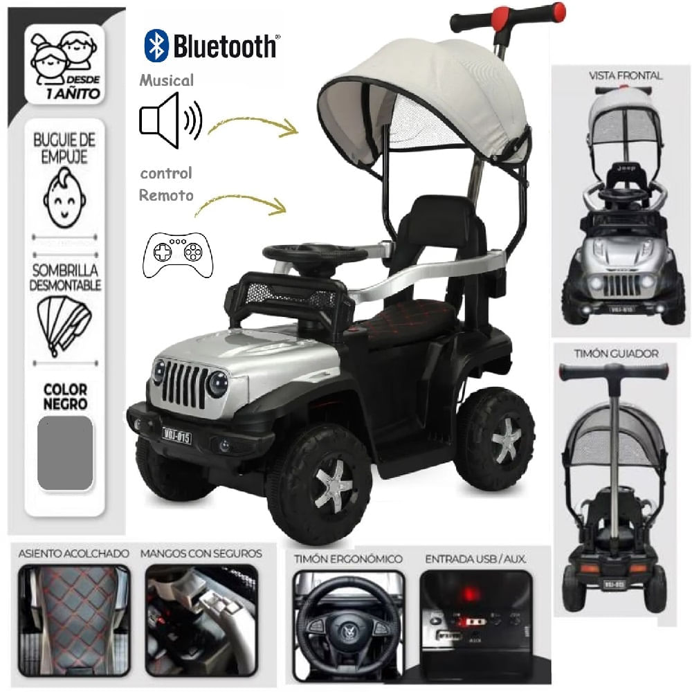 BUGGY JEEP A BATERIA 12 VOLTEOS CON CONTROL GRIS - Oechsle