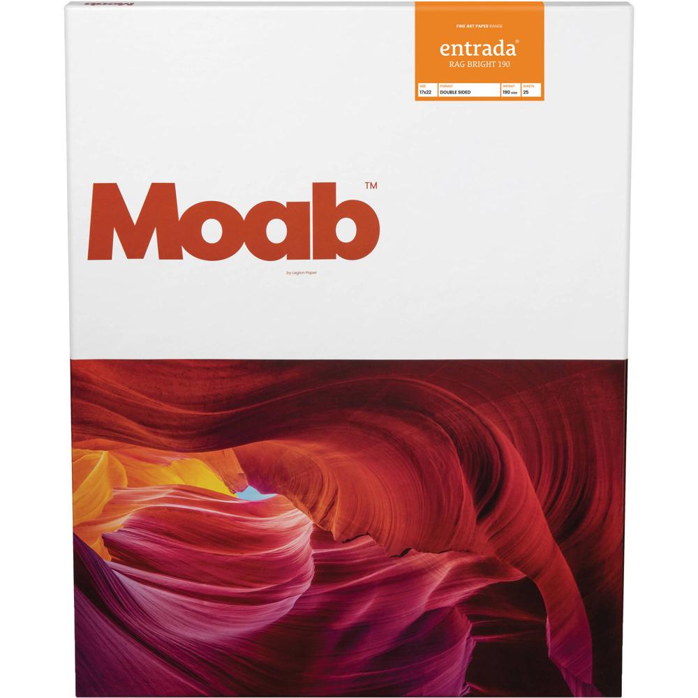 Moab Entrada Rag Bright 190 Papel (17 x 22", 25 Hojas) - 100% Fibra de ...
