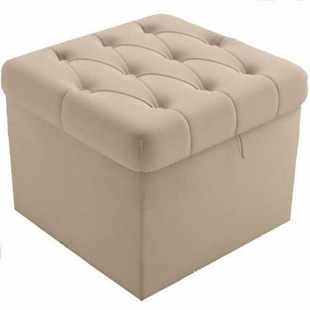 Puf Capitone Terracota Rectangular - Beige Claro - Oechsle