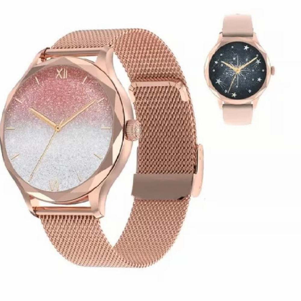 Smartwatch dts diamond doble correa alta gama rosado - Oechsle