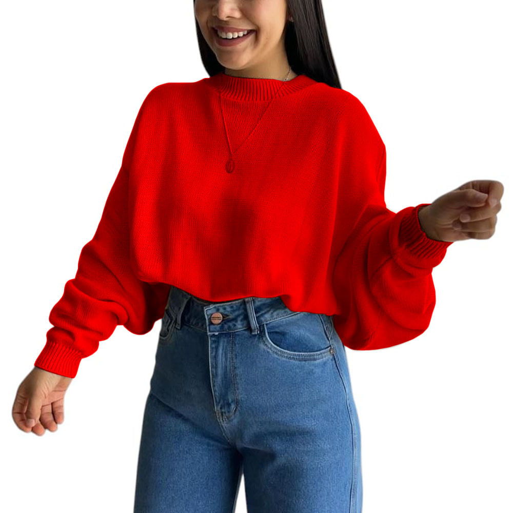 Sueter Mujer Hilo Cerada Mlarga 359G-25 Color Rojo - Oechsle
