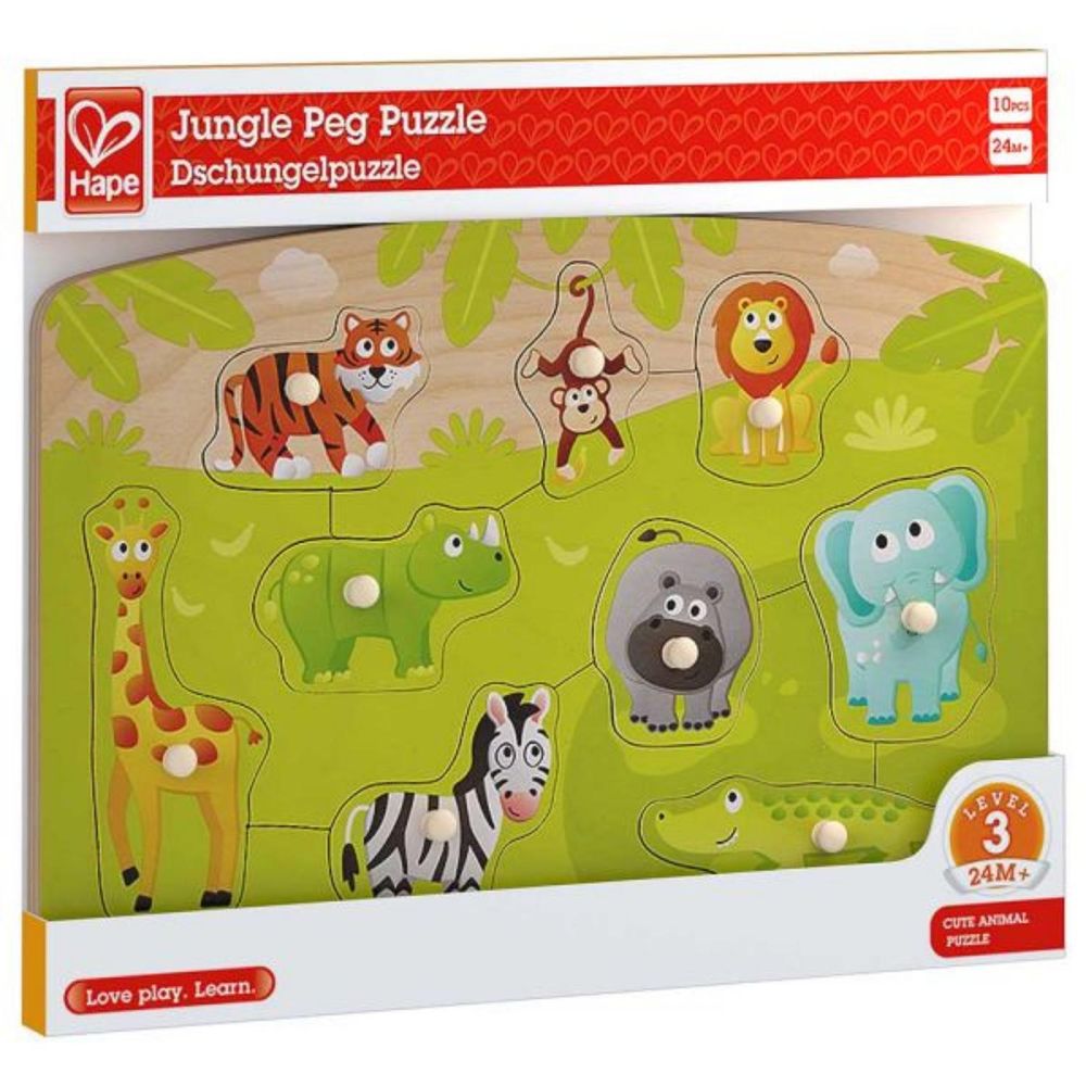 Rompecabezas De Encaje Con Perilla Animales De La Jungla 09 Piezas ...