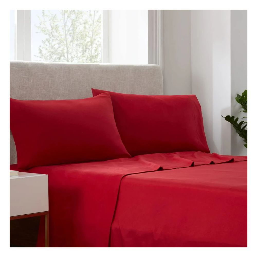 Sábanas queen rojo 100 % algodón bramante 200 hilos Lima Tienda ...