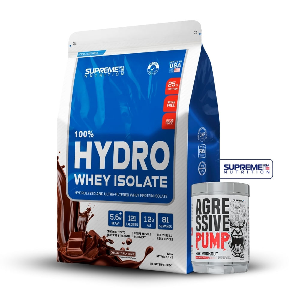 100% Hydro Whey Isolate Chocolate 5.5Lb+Agressive Pump 350Gr - Oechsle