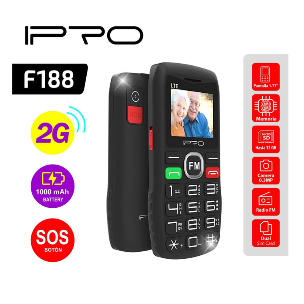 Celular Ipro F188 2G Beteria 1000mAh,Radio FM Inalambrico| Oechsle.pe - Oechsle