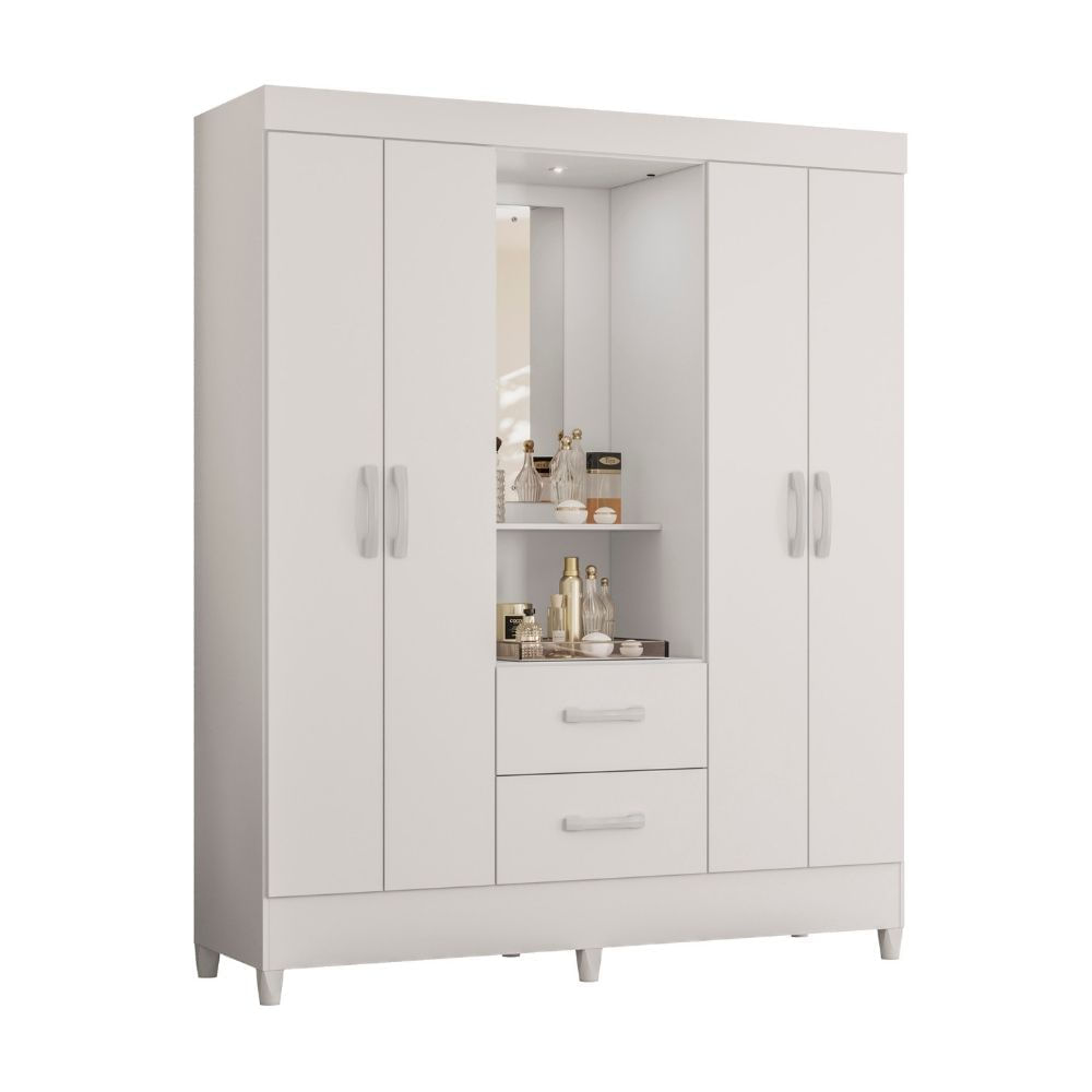 Ropero Mobi Tocador Con Luz 4 Puertas 2 Cajones Blanco Oechsle