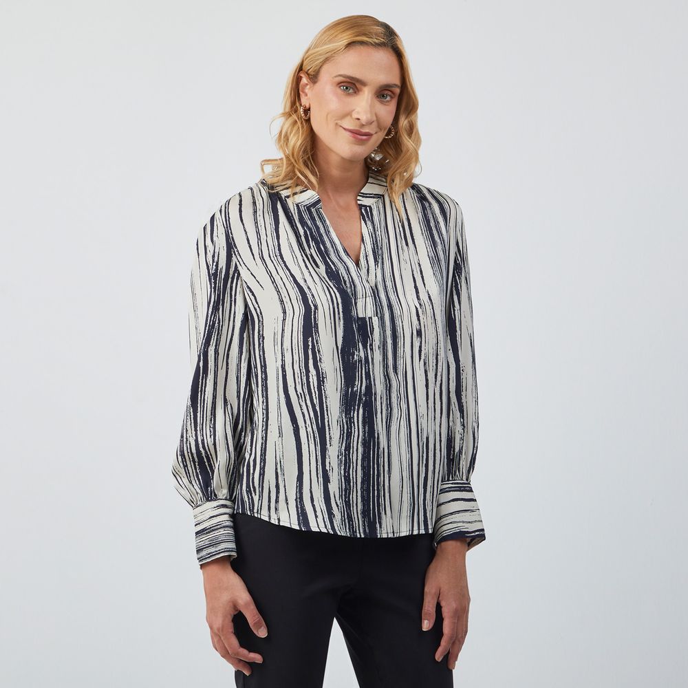 Blusa Mujer Silk V Manga Larga Zafin | Oechsle.pe - Oechsle