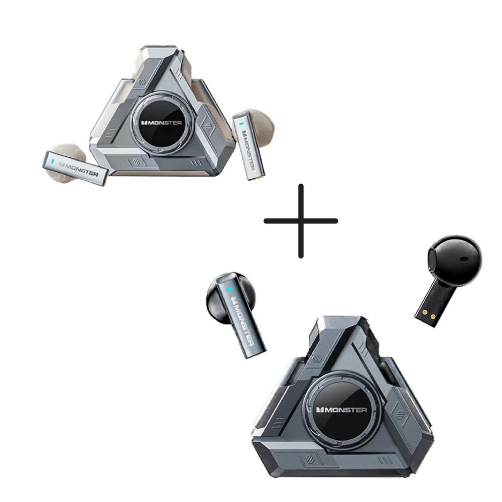 Audífonos Bluetooth Gamer Monster XKT22 Tarnish + XKT22 Silver - Oechsle