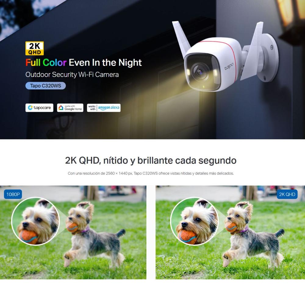 Kit de 4 Cámaras de seguridad Wifi Tapo C320WS 2K QHD exterior IP66 ...