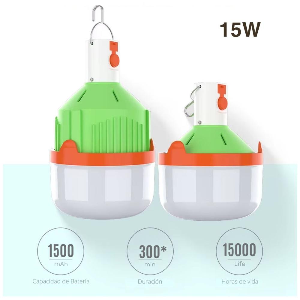 Pack 2 Foco Lampara Luz Led Recargable USB Portátil Interior Exterior ...