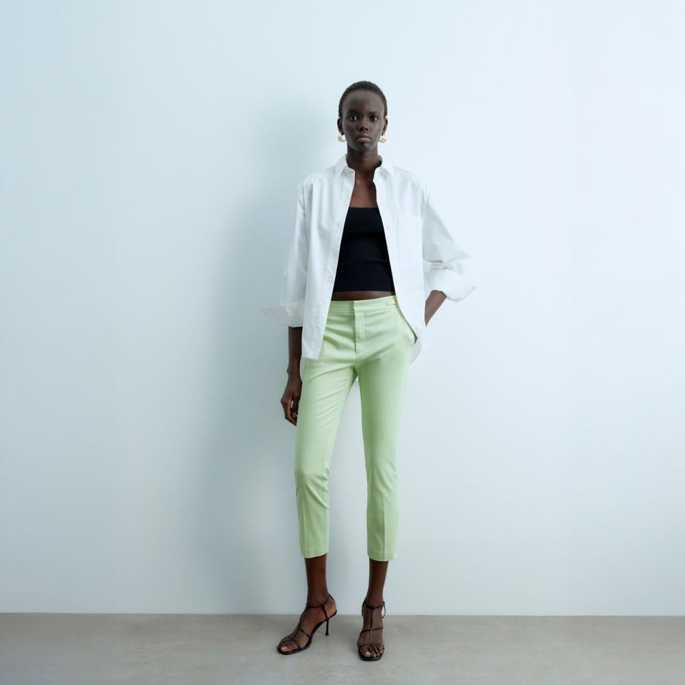 Pantalón Mujer Sfera Vestir Cinturon Verde | Oechsle.pe - Oechsle