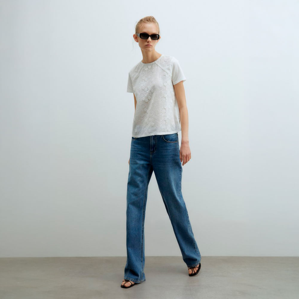 Polo Mujer Sfera Mc Det. Crochet Blanco | Oechsle.pe - Oechsle