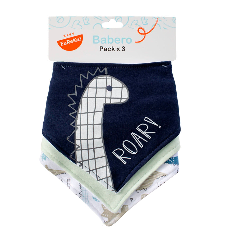 Babero Bandana X3 Dinosaurios BABY EUREKA - Oechsle
