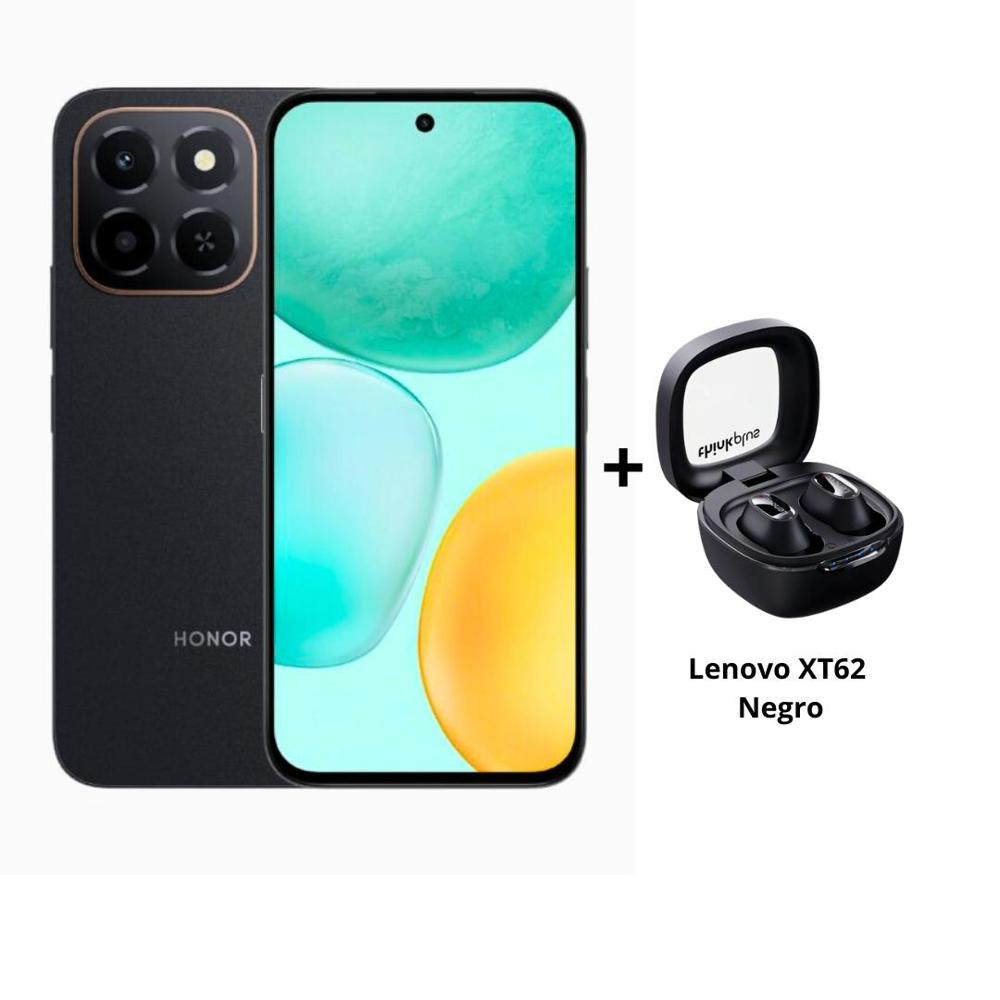 Celular HONOR X6C Negro 6GB+256GB Cámara 50MP + Audífono Lenovo XT62 Bluetooth 5.3 Negro ...