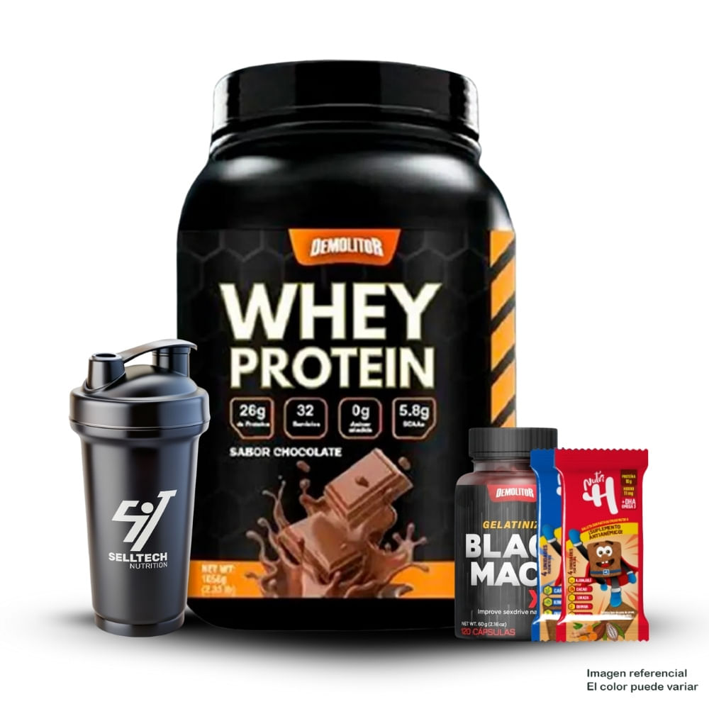 Whey Protein 2.3Lb Chocolate+Maca Negra Sport 120 Caps+12 Snacks ...