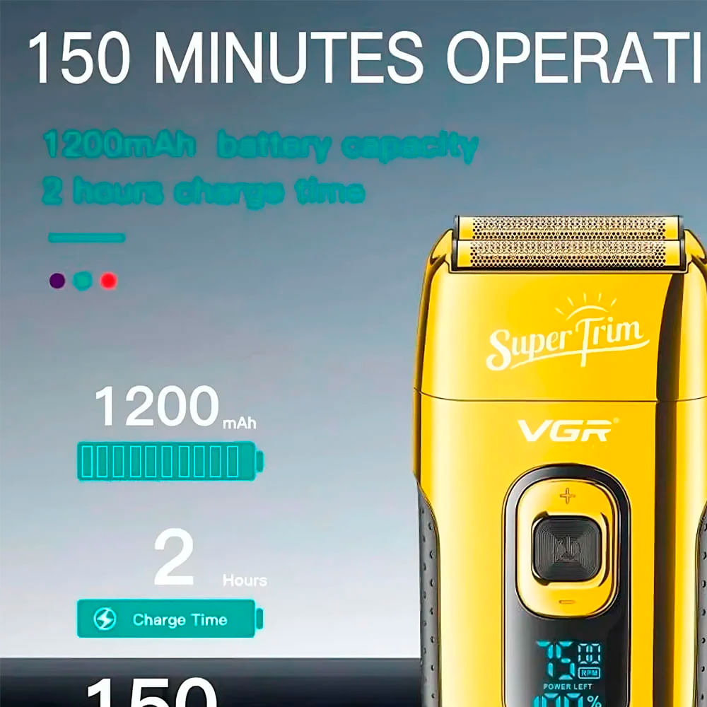 Afeitadora Shaver VGR V-332 Led Inalámbrica Dorada| Oechsle - Oechsle