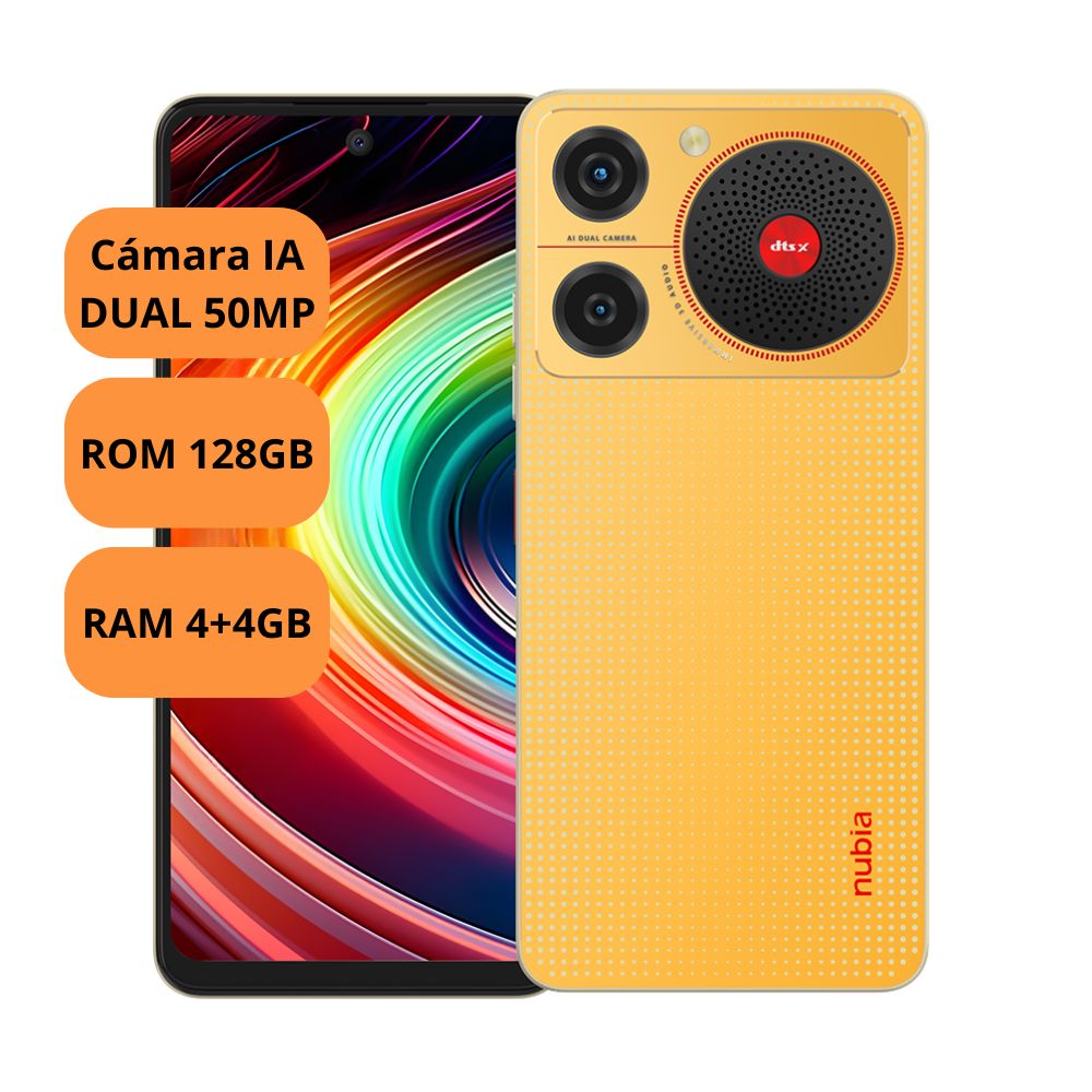 Celular ZTE Nubia Music ROM 128GB RAM 4GB Cámara 50MP Z2353 Naranja ...