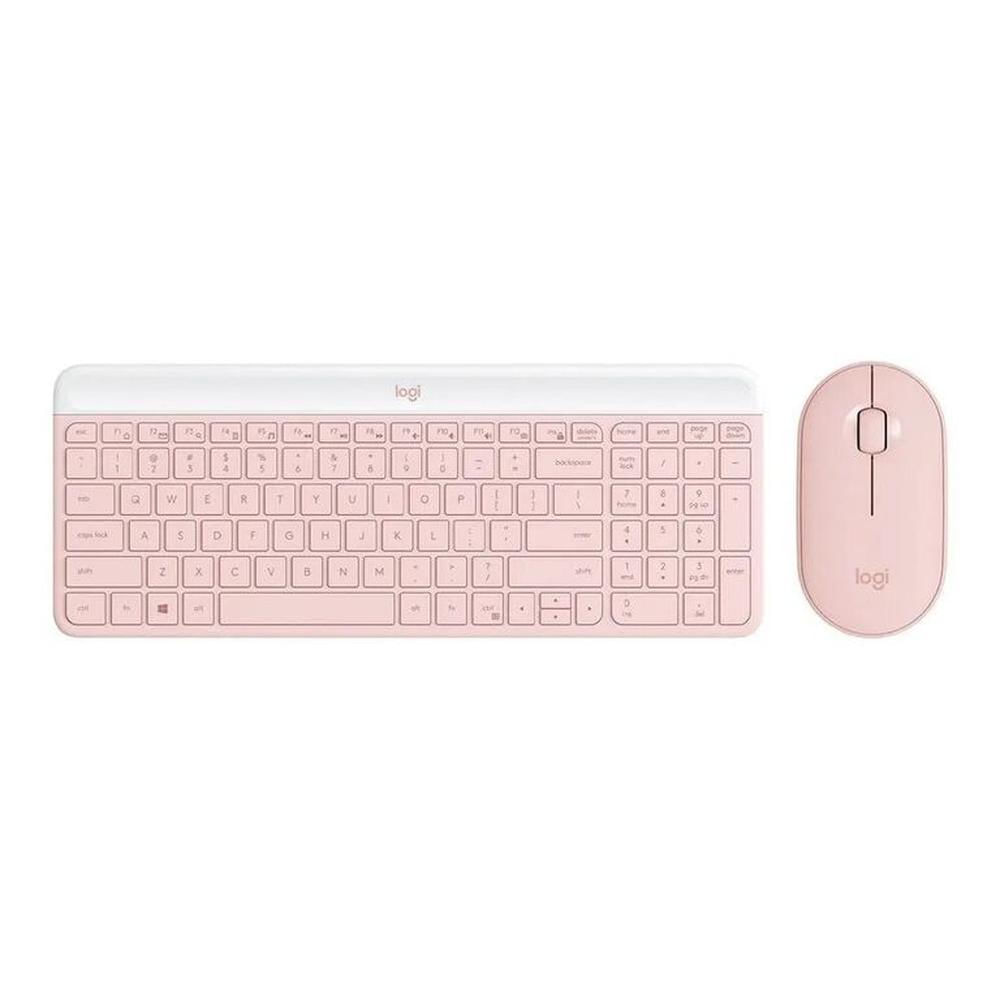 Teclado Logitech Mouse Mk470 Wireless Slim Usb Rosa - Oechsle