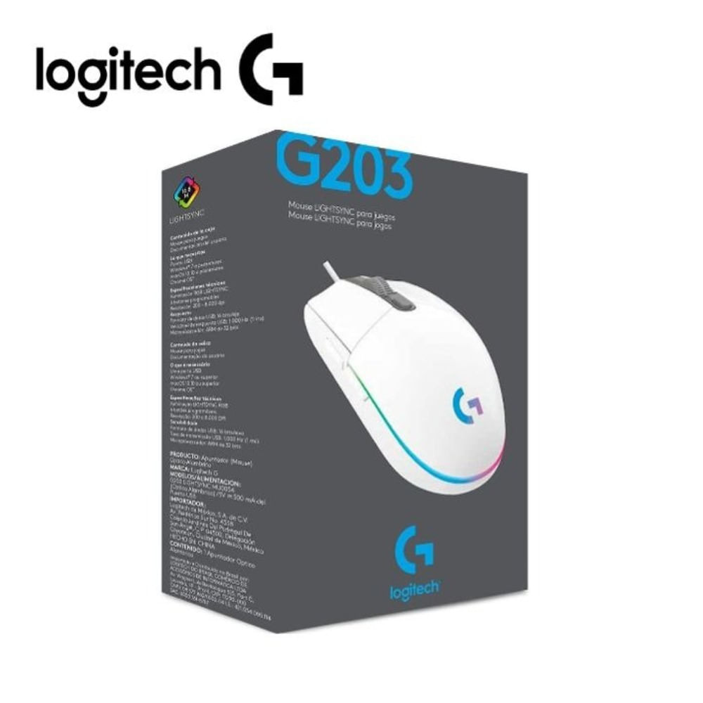 Mouse Logitech G203 Gamer 8000dpi Usb Ambidiestro Rgb - Oechsle