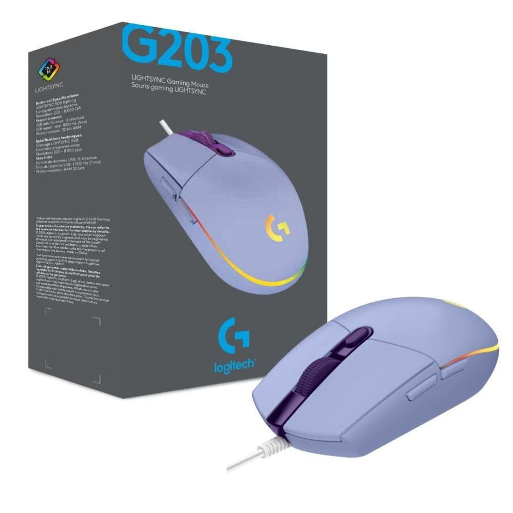 Mouse Logitech G203 Gamer 8000dpi Usb Ambidiestro Rgb - Oechsle