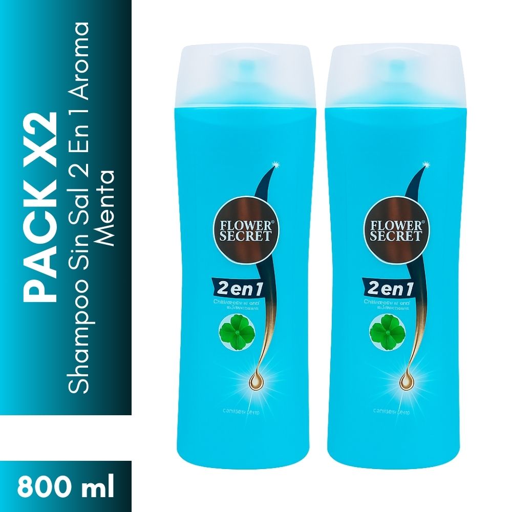 Pack x2 Shampoo Sin Sal 2 En 1 Aroma Menta 400 ml - FLOWER SECRET - Oechsle