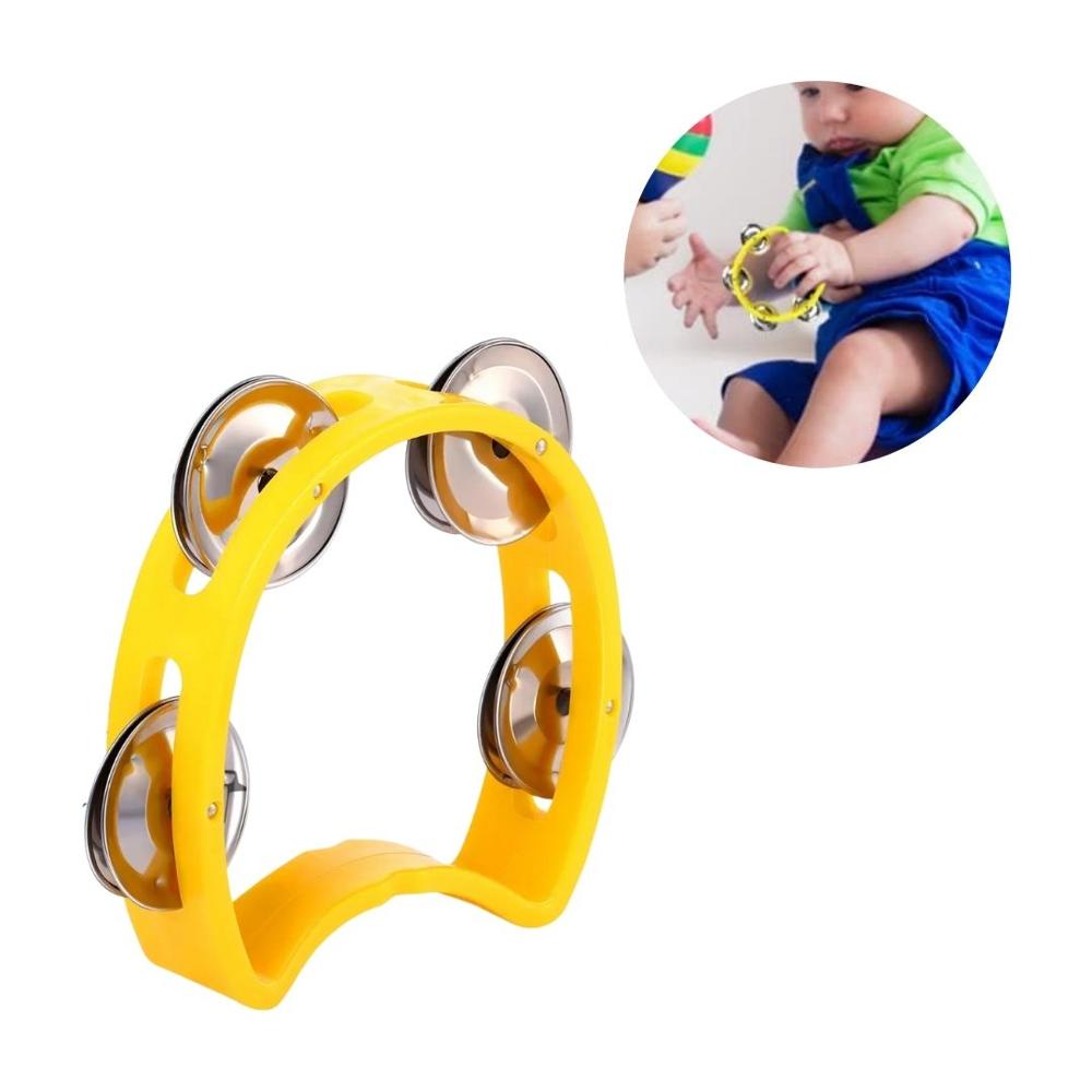 Pandereta Infantil Plástica 4 Chapas 10 cm - Amarillo - Oechsle