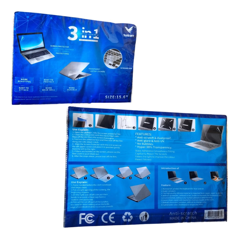 Kit Protector para Laptop 3 en 1 Teclado Pantalla y Tapa 15.6" TO-301 ...