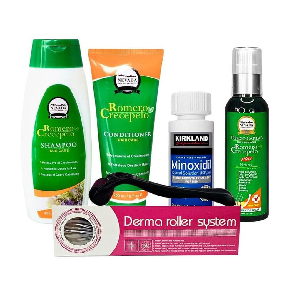 Shampoo + Acondicionador + Minoxidil + Derma Roller + Tónico Capilar ...