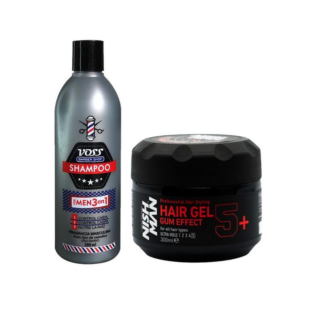 Shampoo 3 en 1 Voss + Gel Fijador Gum Effect Nishman 5+ - Oechsle