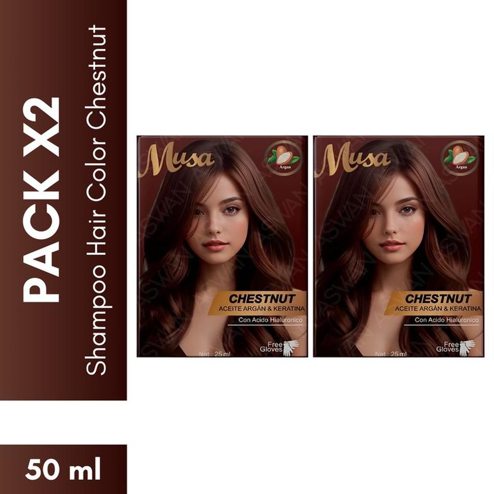 Pack x2 Shampoo Hair Color Chestnut 25 ml - MUSA - Oechsle